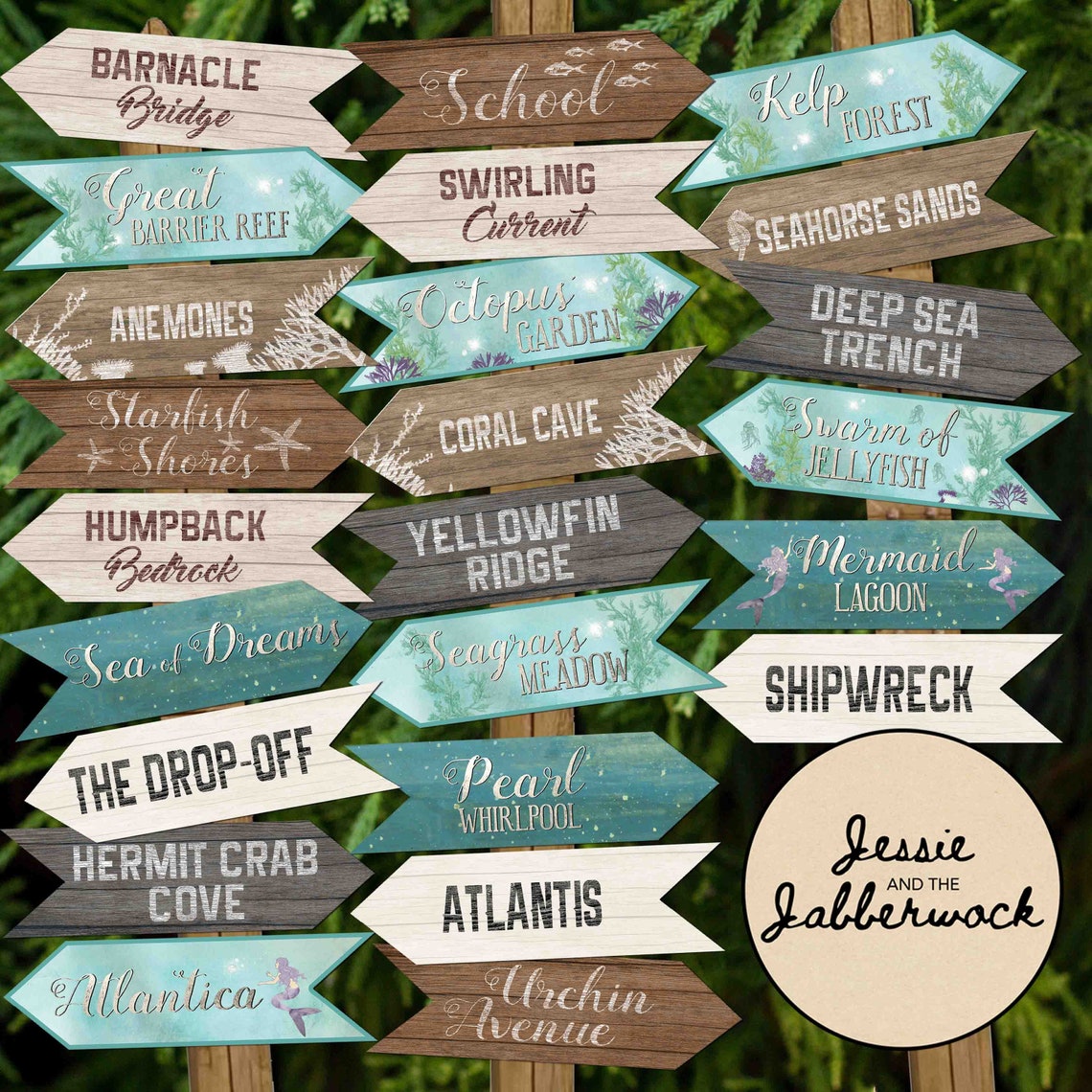 Under the Sea Directional signs Party Pack Printables Little | Etsy