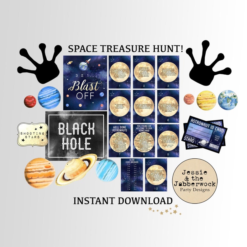 Space Treasure Hunt Game Scavenger Hunt Clues Astronaut | Etsy UK