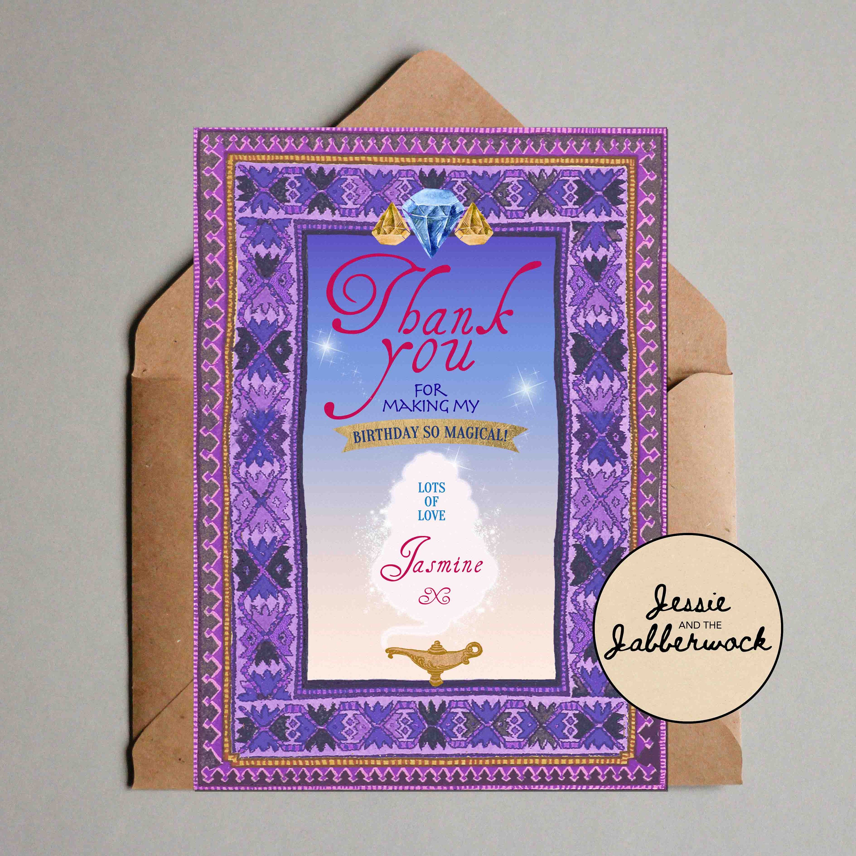 Invitations Genie Wishing lamp invitation Aladdin Magic Carpet Party ...