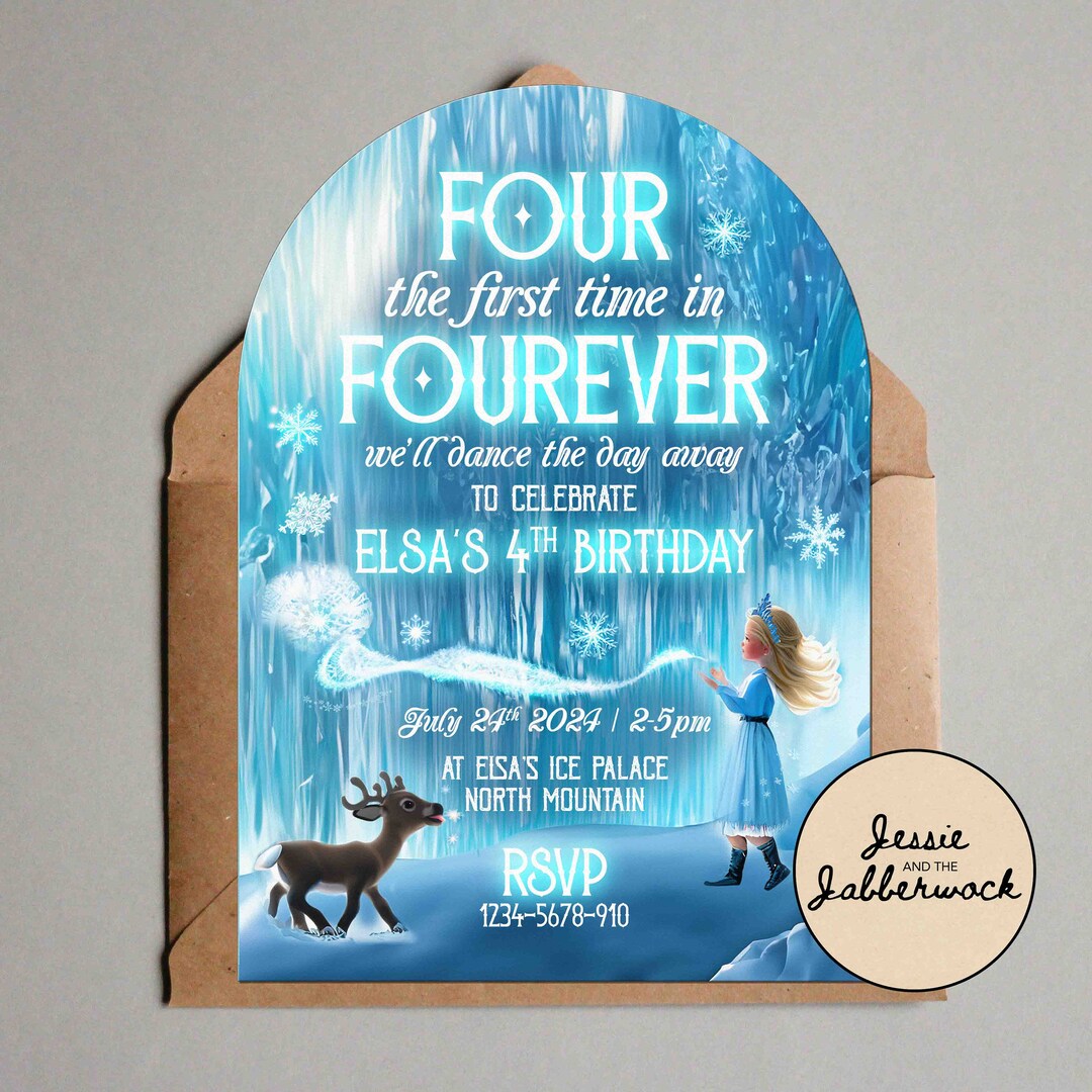 Four the First Time in Four-ever Invite | 4th Birthday Invitation | Un ...