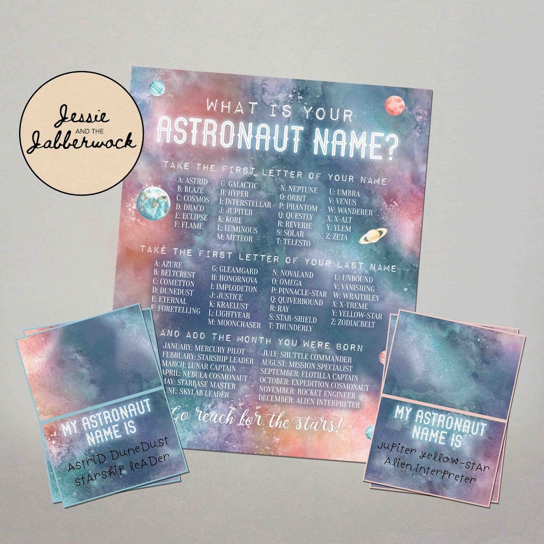 What's Your Astronaut Name Printable, Name Generator Party Game, Space ...