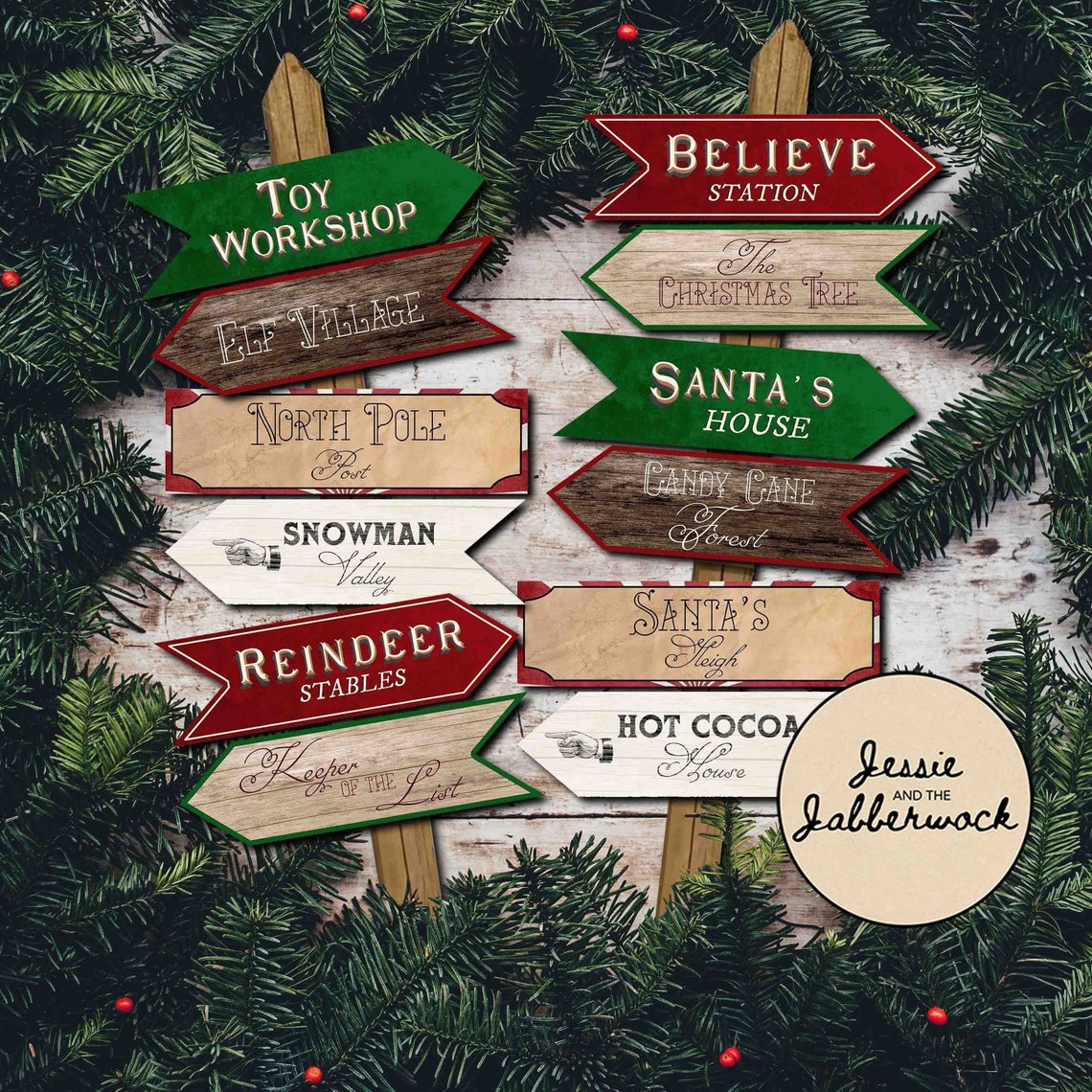North Pole Santa's Workshop Directional Signs Party Pack Printables ...