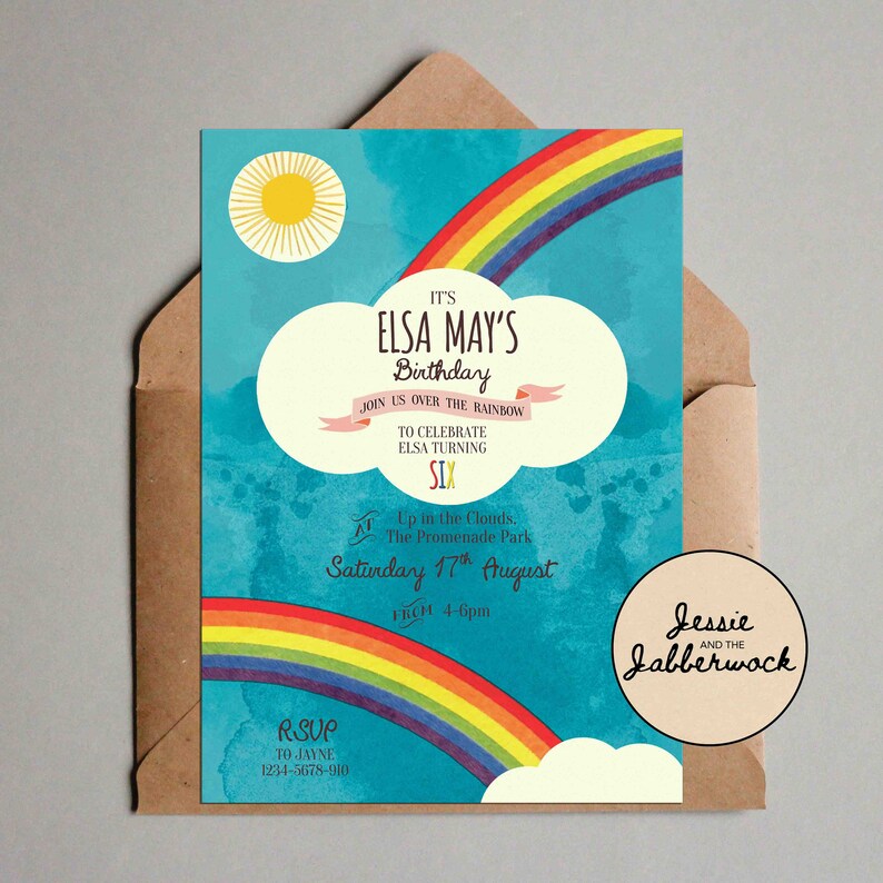 Over the Rainbow Invites Sunshine Weather Invitation - Etsy UK
