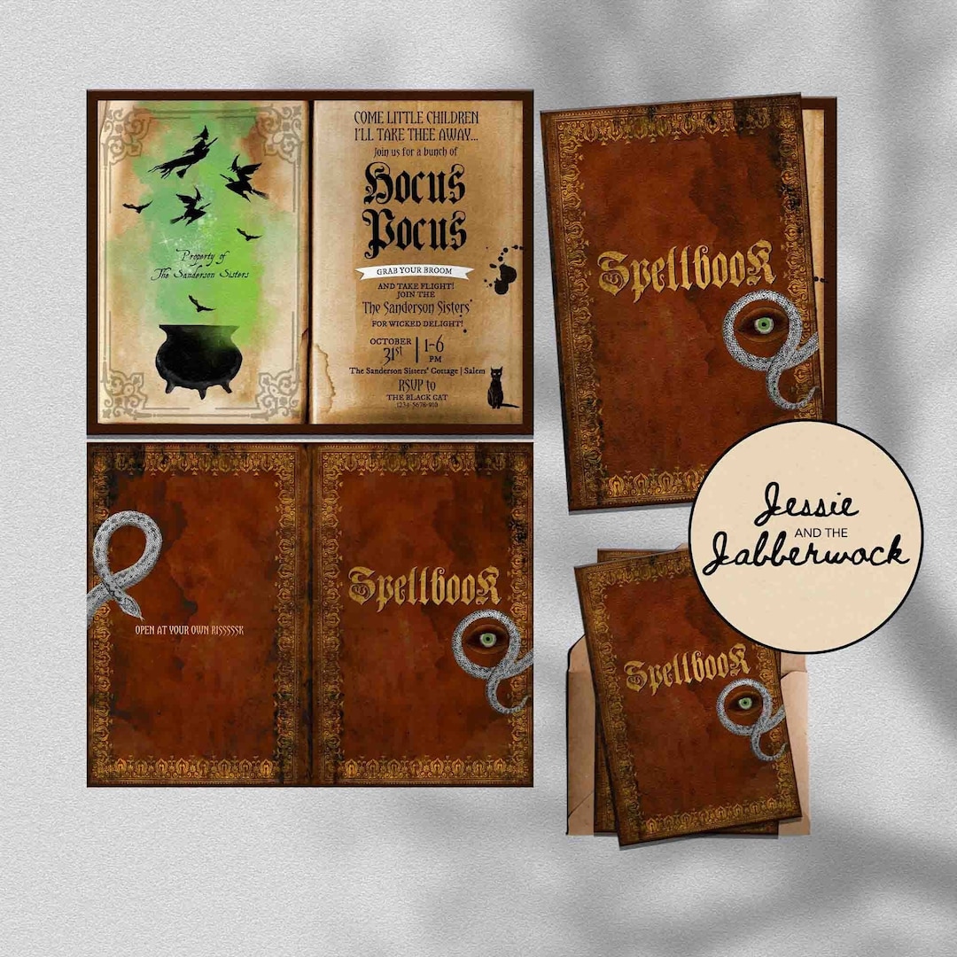 Hocus Pocus Spellbook Invitation Halloween Party Invite Witches ...
