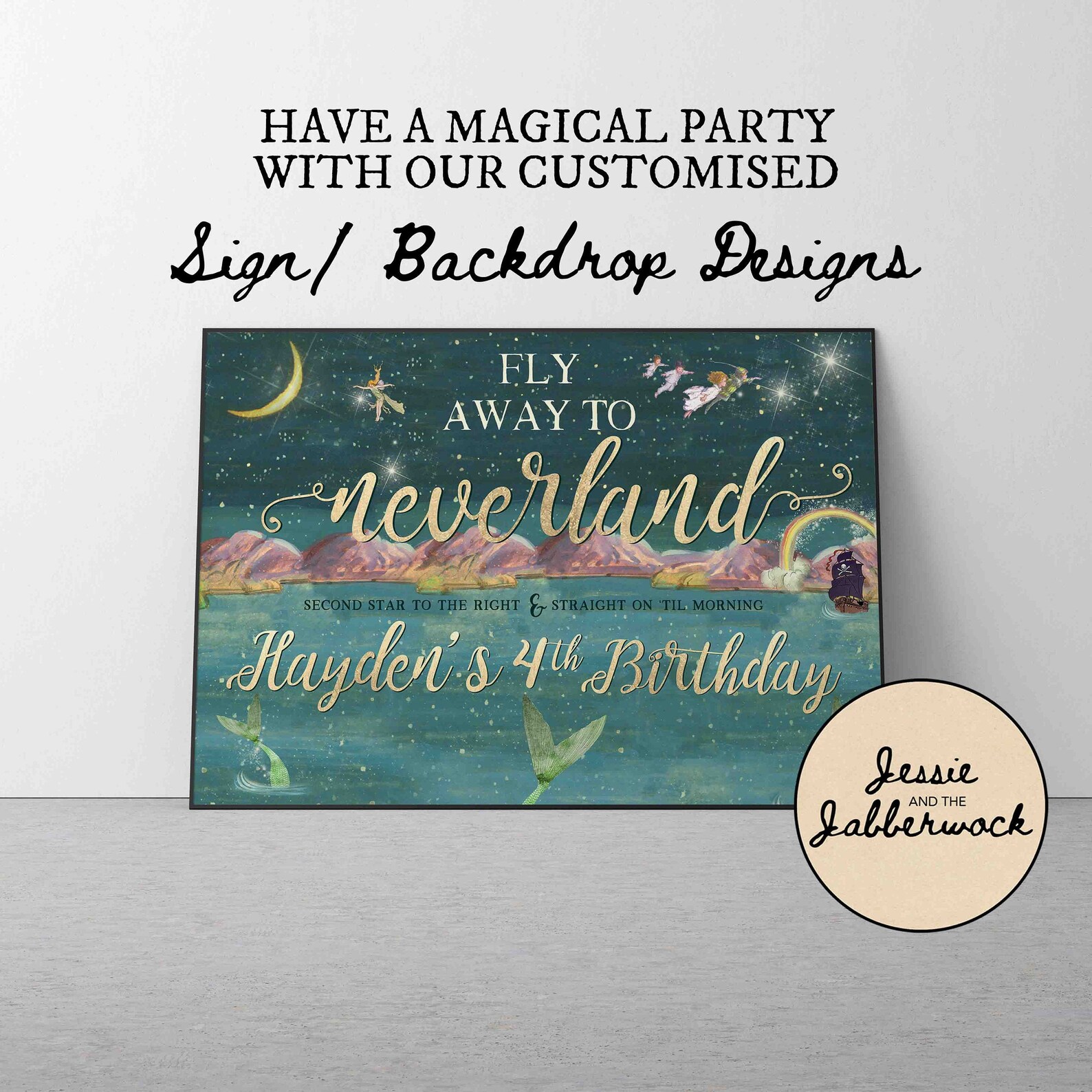 Neverland Birthday Backdrop Sign Design DIGITAL DOWNLOAD Personalised ...