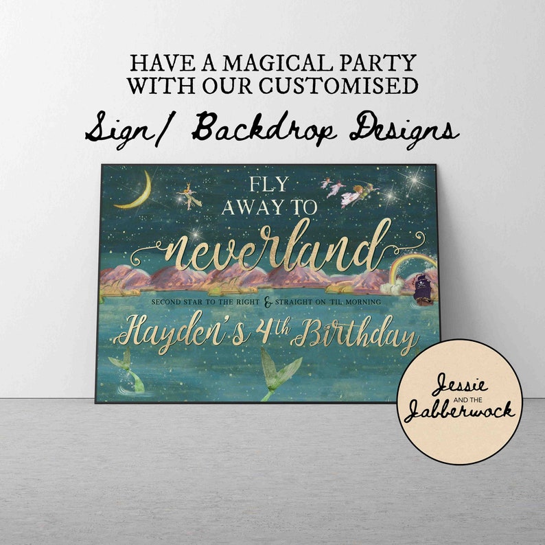 Neverland Birthday Backdrop Sign Design | DIGITAL DOWNLOAD Personalised ...