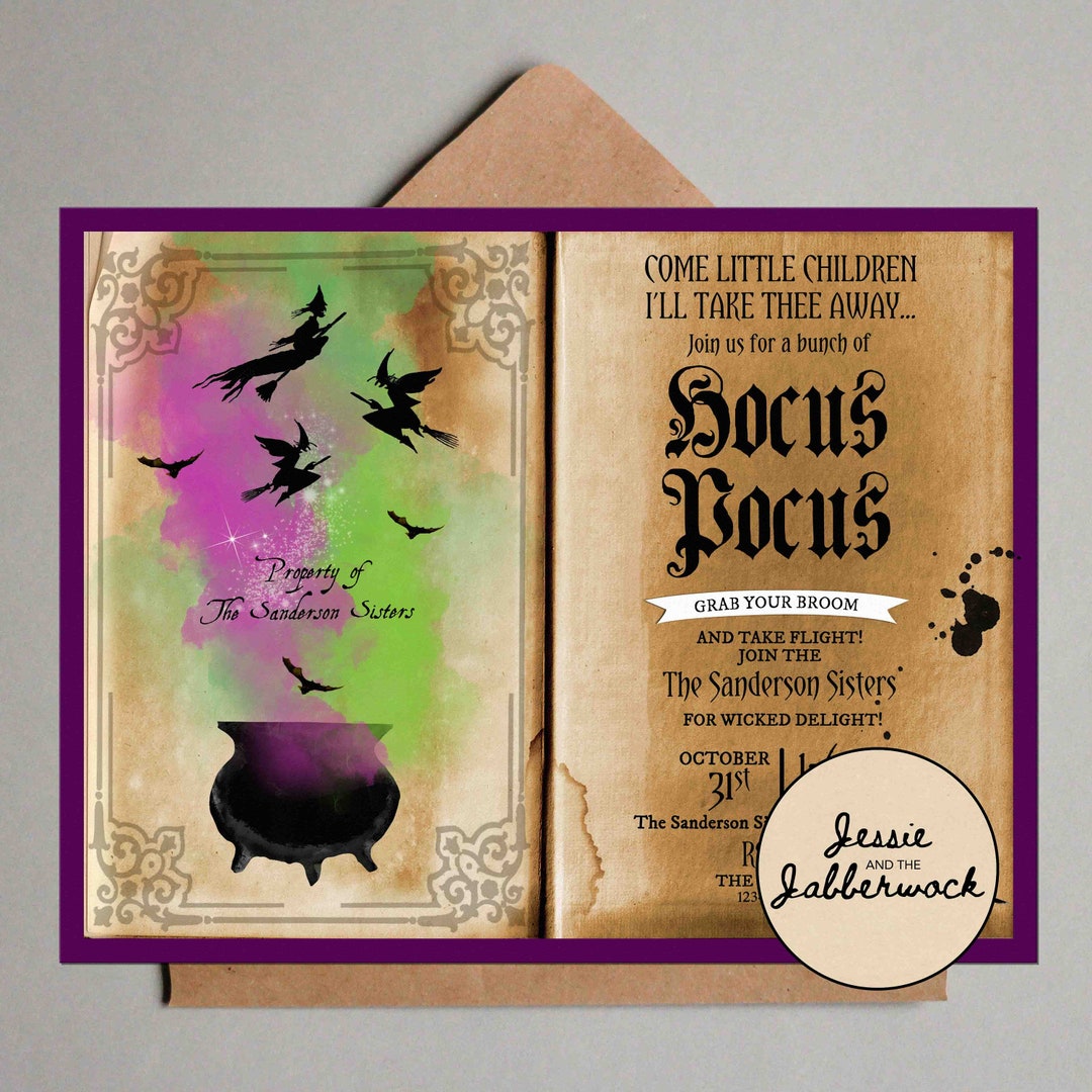 Hocus Pocus Spellbook Invitation | Halloween Party Invite | Witches ...