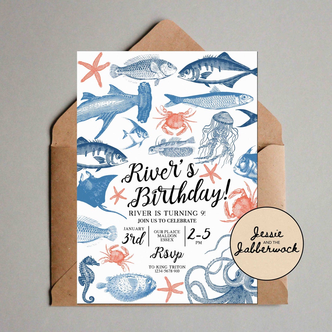 Vintage Under the Sea Invitations, Nautical, Ocean, Beach, Party ...