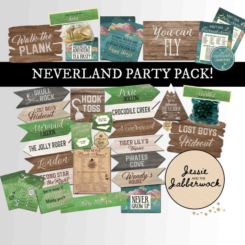 Neverland Party Pack Printables Peter Pan Party Set - Etsy