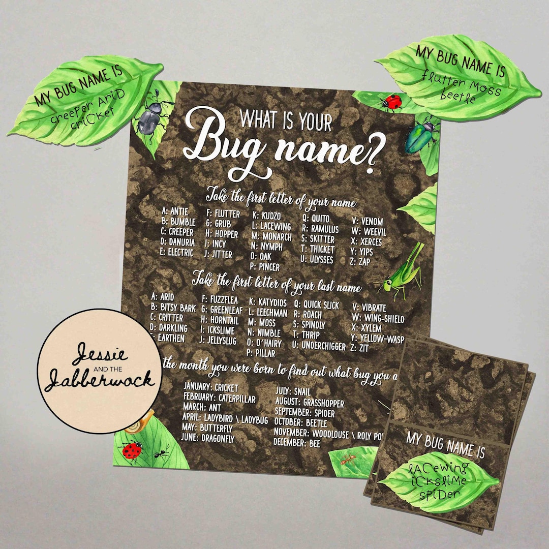What's Your Bug Name? Printable, Instant Download Creepy Crawlies Party ...