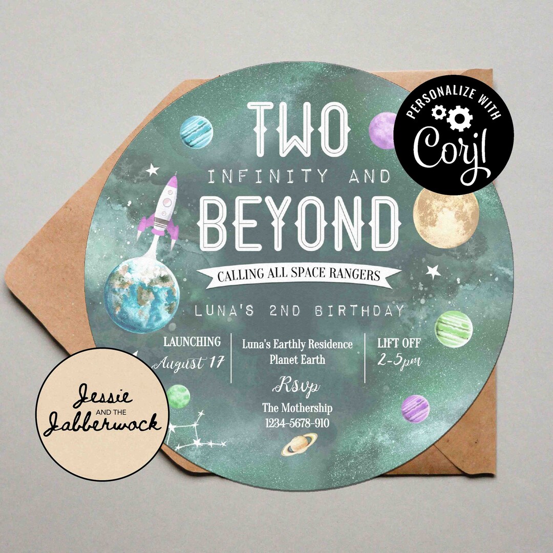 Invitación de 2o cumpleaños de Two Infinity & Beyond, invitación al ...