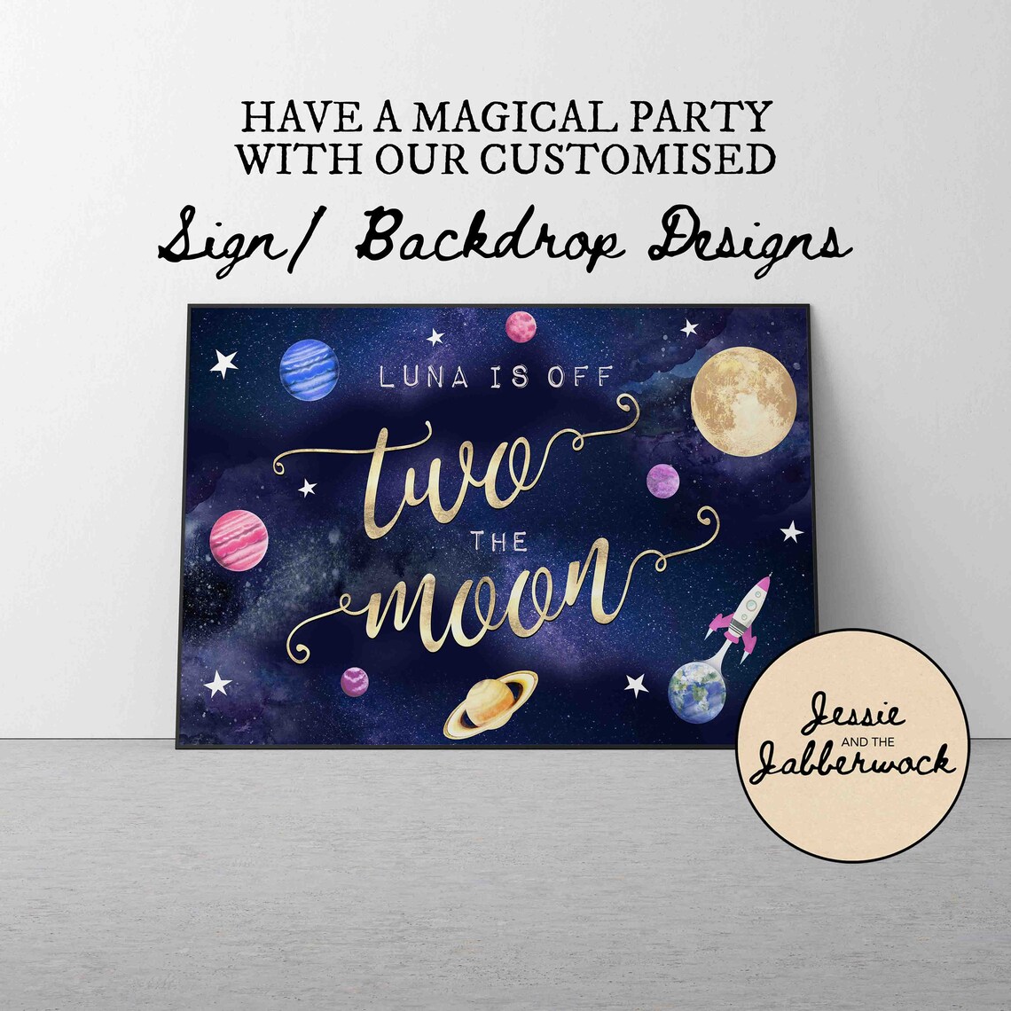 Personalised Two the Moon 2nd Birthday Backdrop Design | Etsy