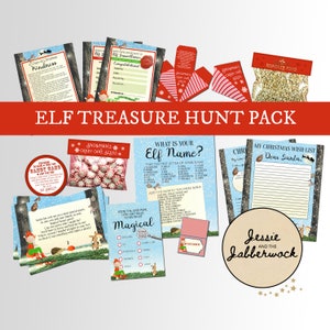 Elf Treasure Hunt Clue Set, Christmas Scavenger Hunt Clues, Quest Party ...