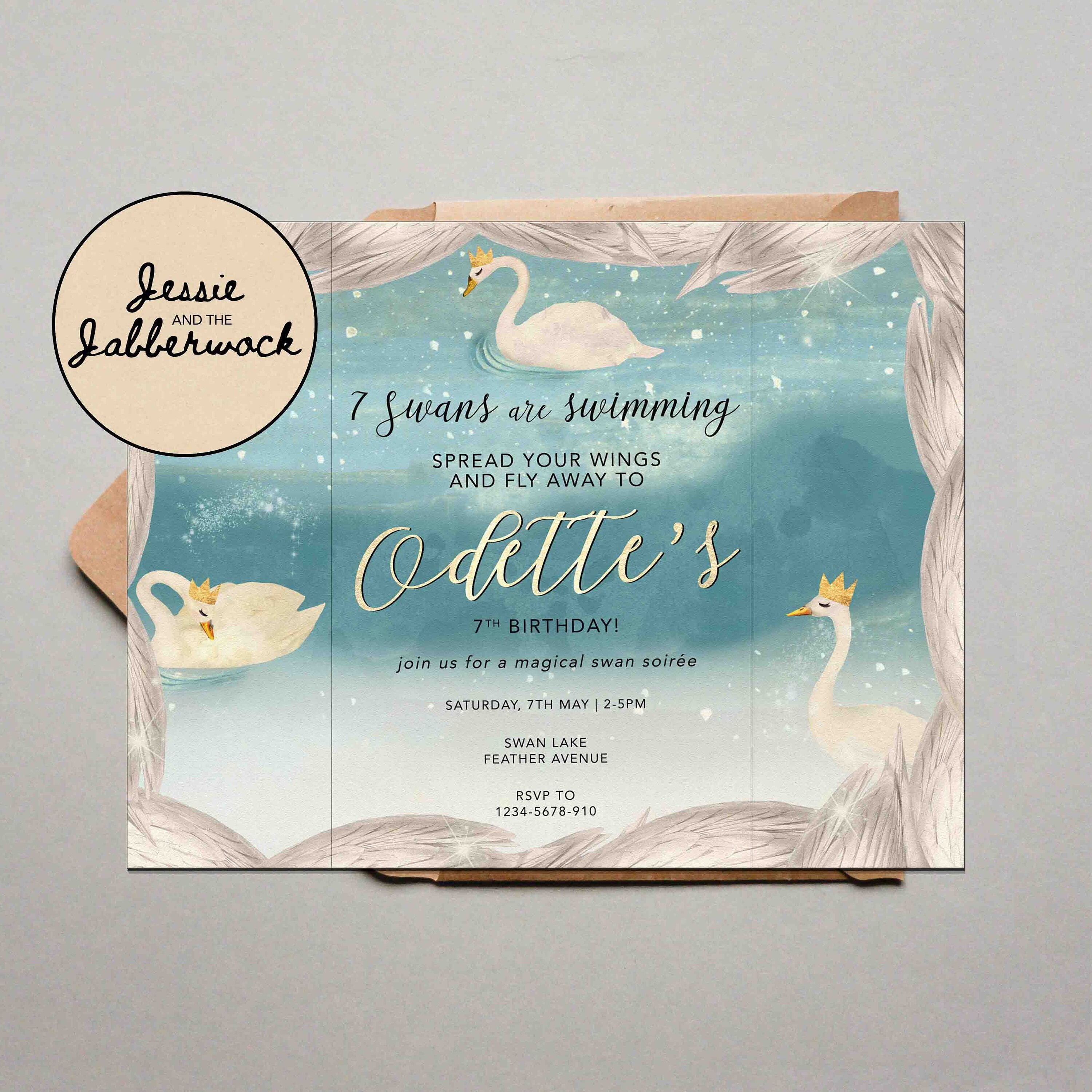 Swan Birthday Invitation Template, Ballerina Party Invite, Swan Lake ...
