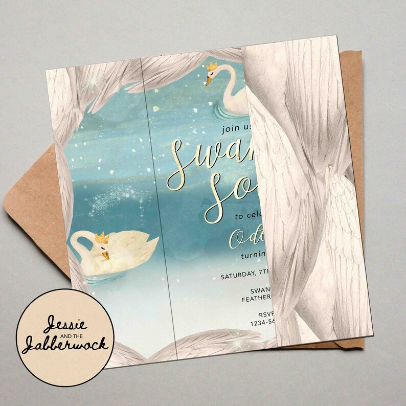 Swan Birthday Invitation Template, Ballerina Party Invite, Swan Lake ...