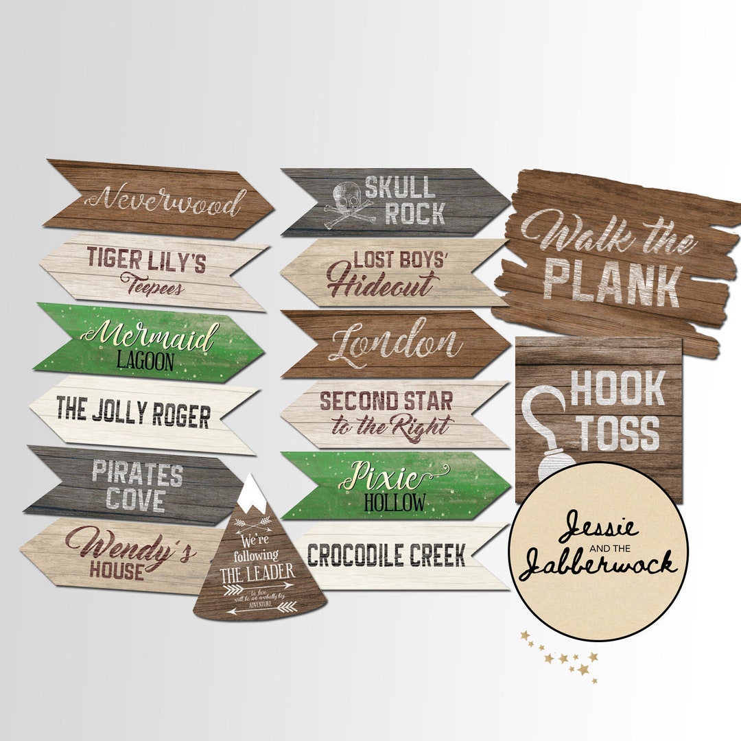 Neverland Directional Signs Party Pack Printables | Peter Pan ...