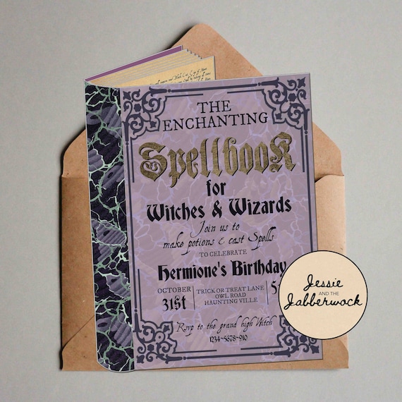 Spellbook Invitations Magical Witches & Wizards Birthday | Etsy UK