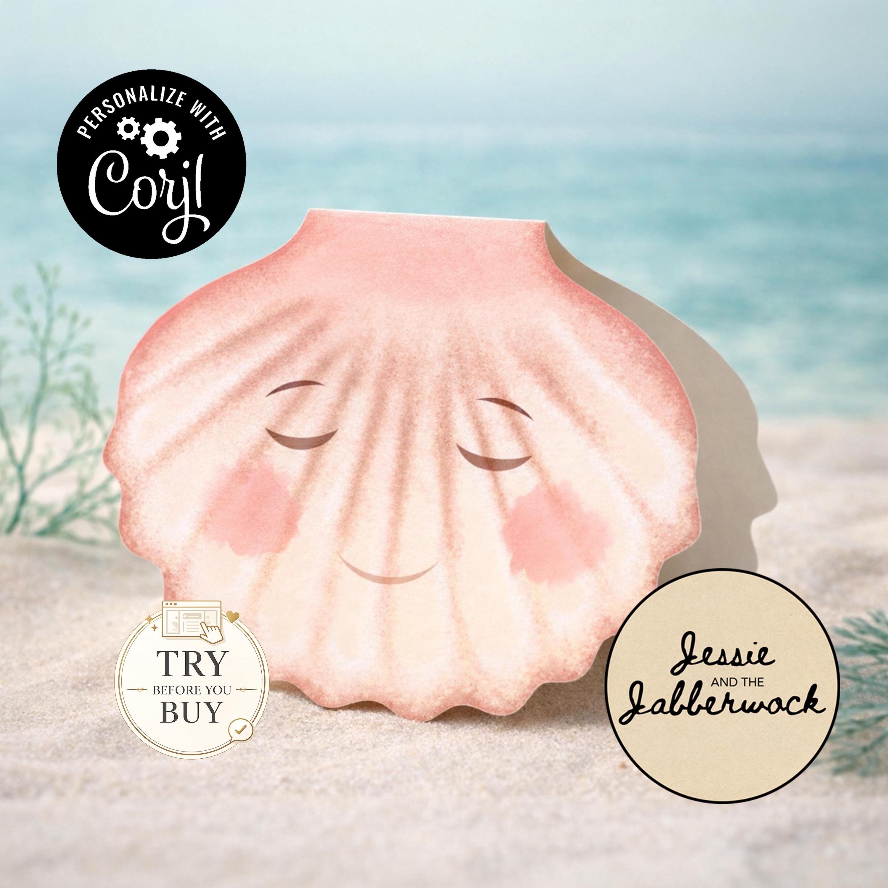 Shell Shaped Birthday Invitation Template, Pearl Mermaid Invite, Under ...