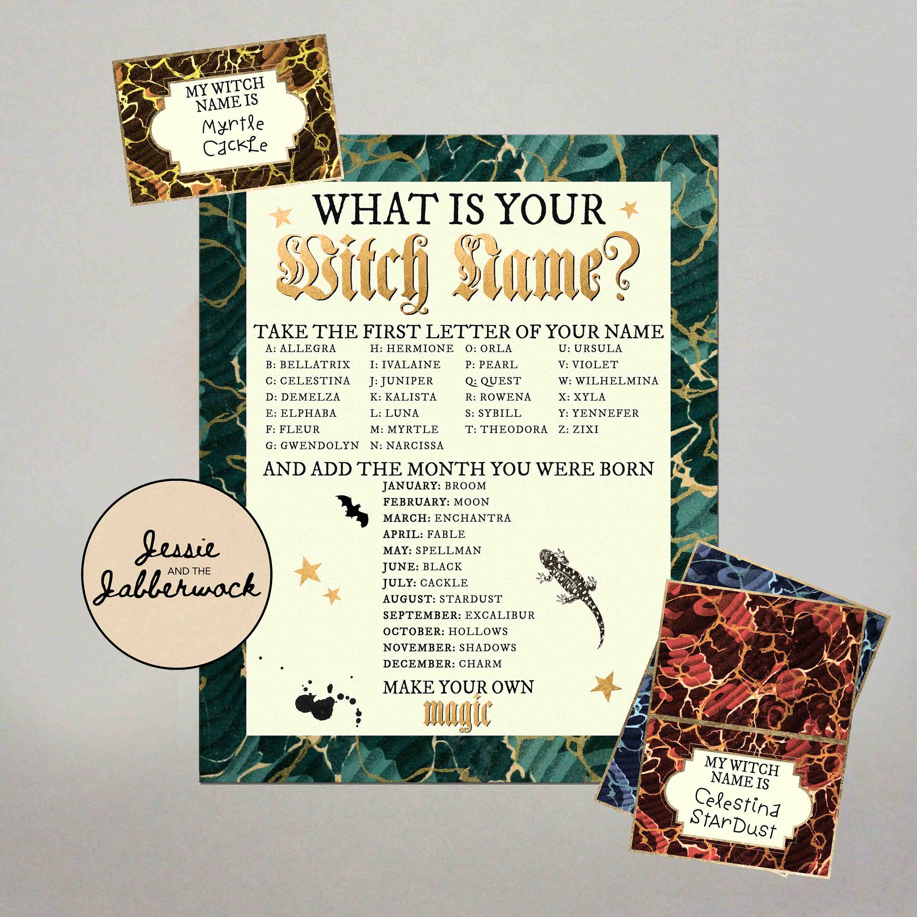 What's Your Witch Name? What's Your Wizard Name? Game, 2 for 1 Magical ...