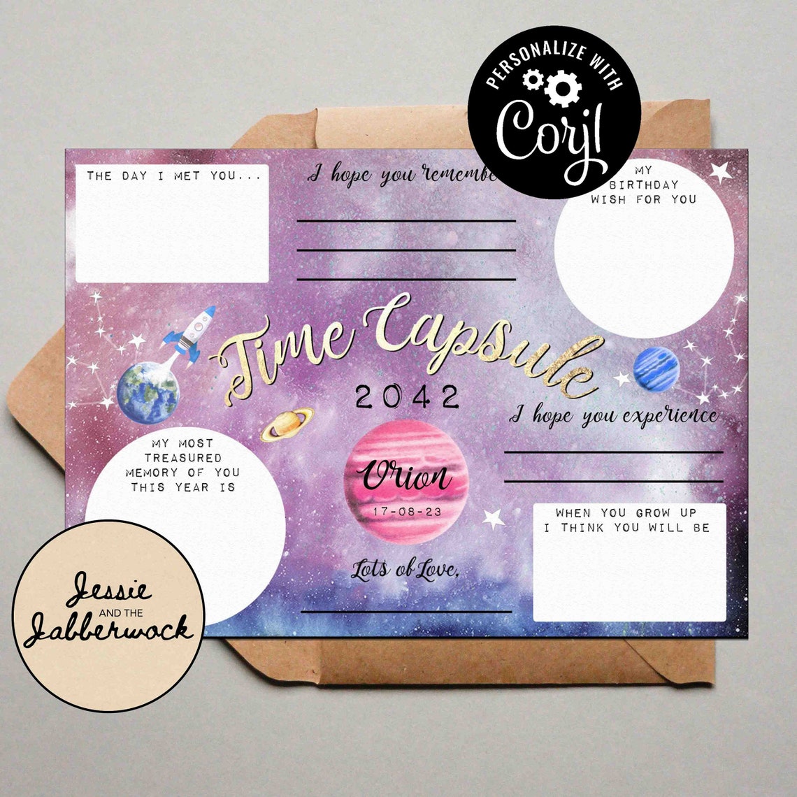 Purple Space Time Capsule Templates | Celestial Wish Notecards | Galaxy ...