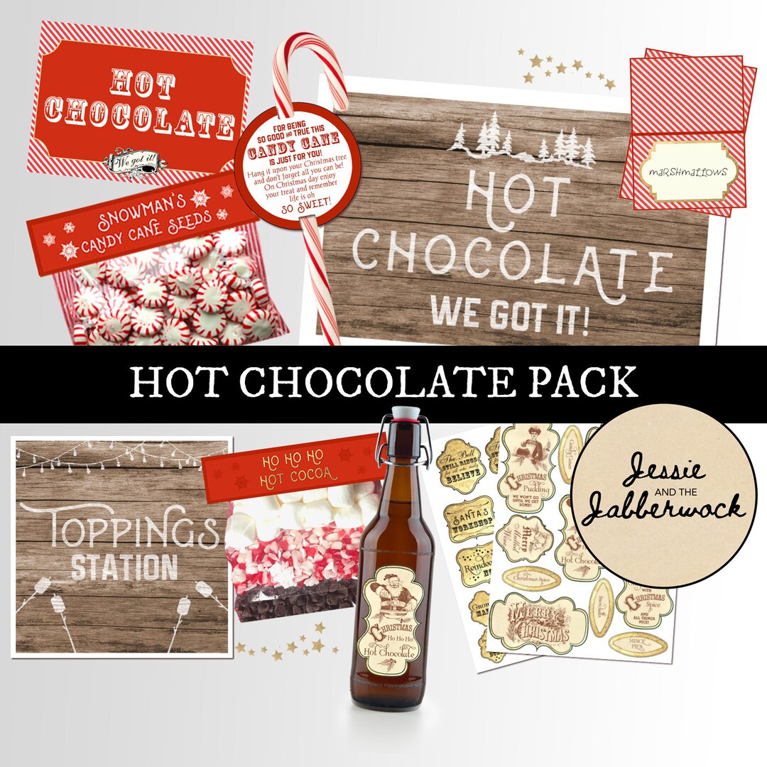 Hot Chocolate Party Pack Printables Hot Cocoa Bar Winter Christmas Food ...