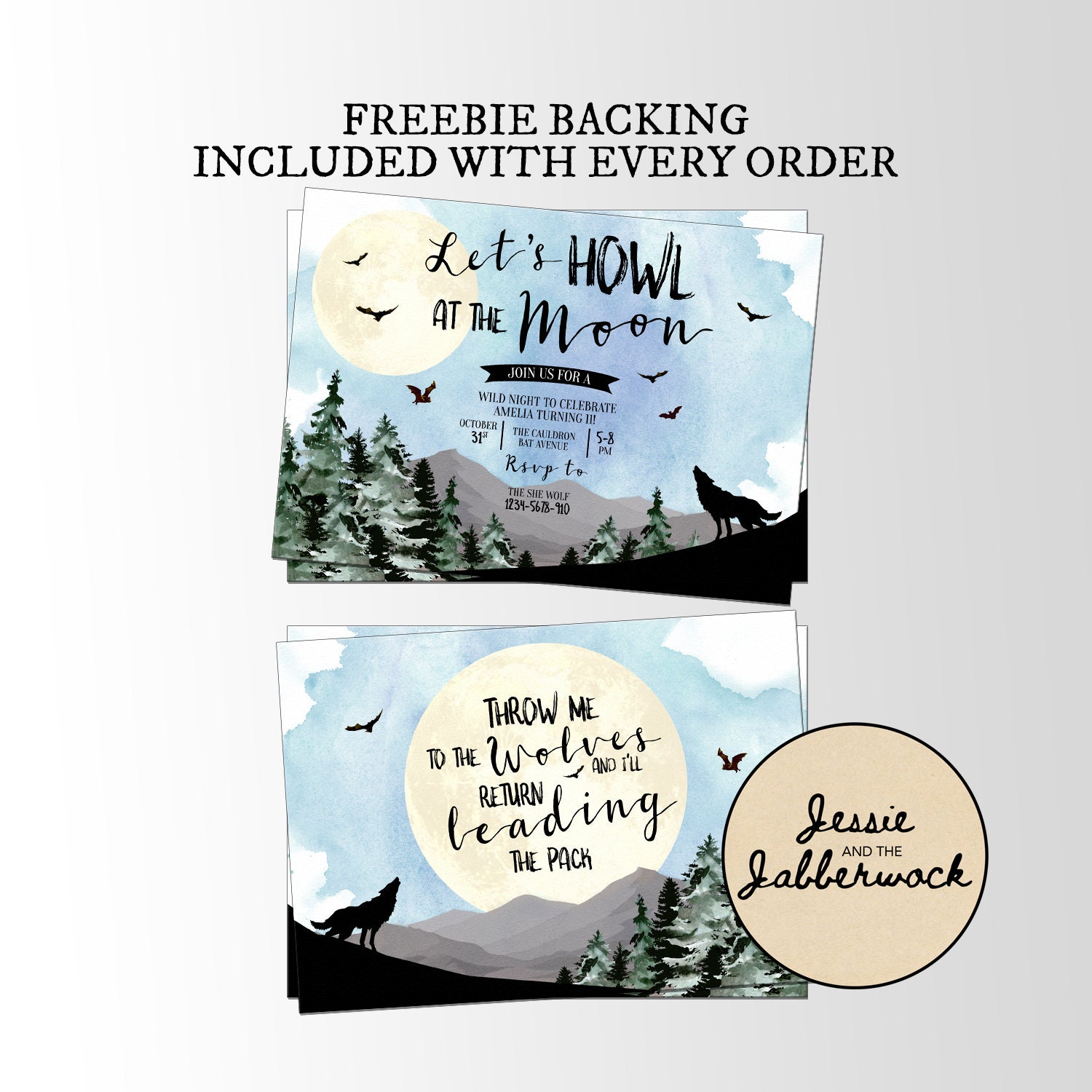 Wolf Invitation Howl at the Moon Birthday Invite Autumn - Etsy UK