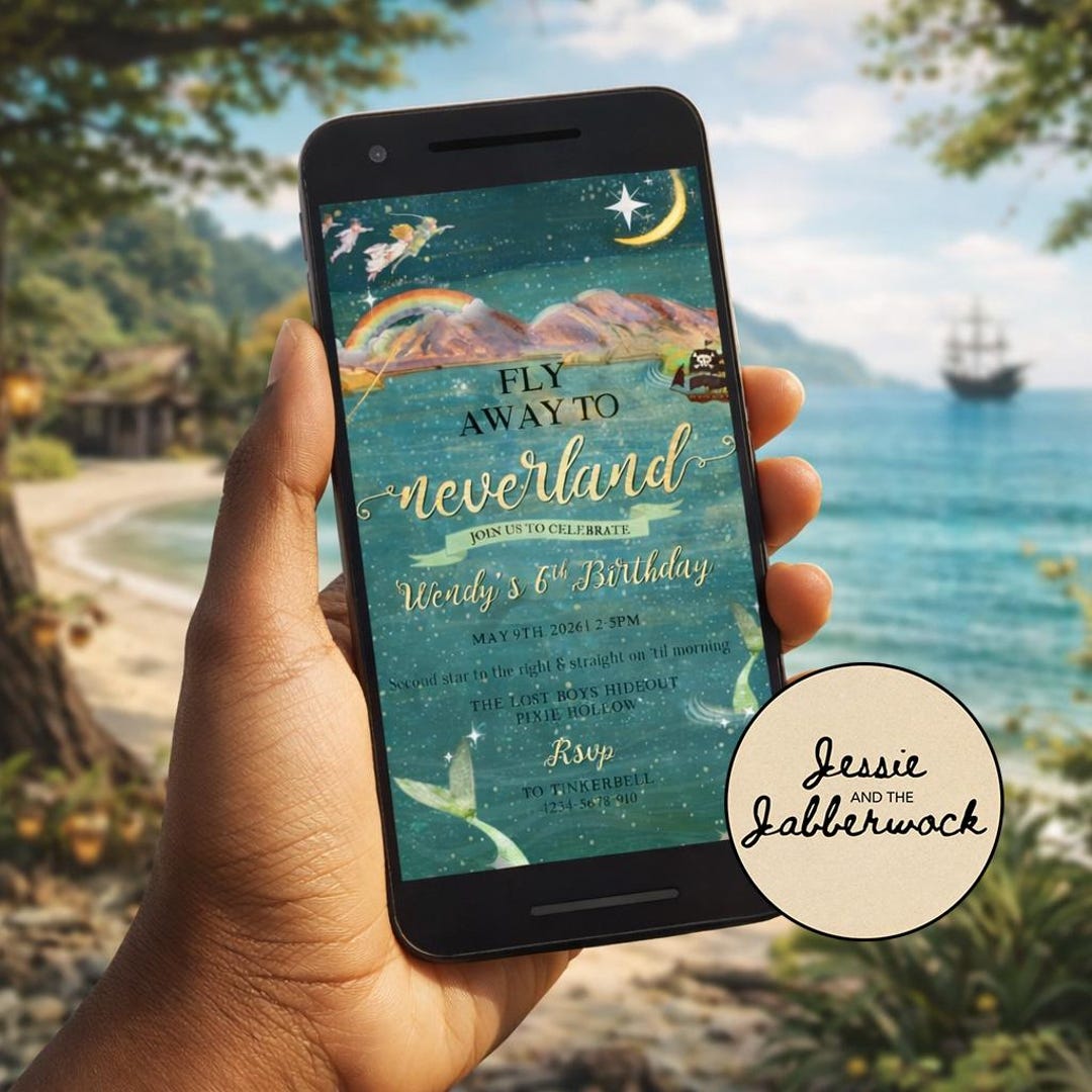 Neverland Birthday Invitation, Peter Pan Party Invite, Editable Canva ...
