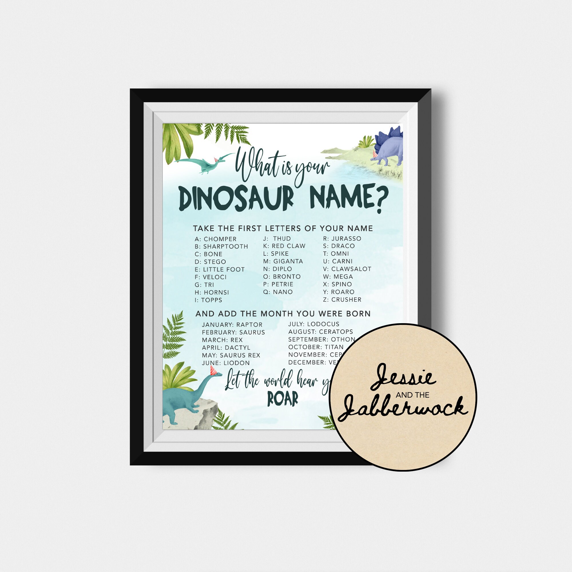 What's Your Dinosaur Name? Printable Instant Download Party Game, 3-rex ...
