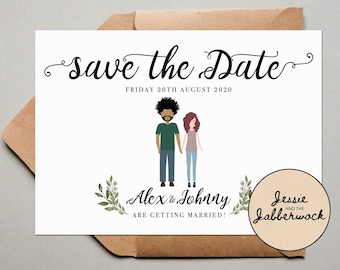 Save the Date Drawing Custom Illustration Wedding Portrait - Etsy