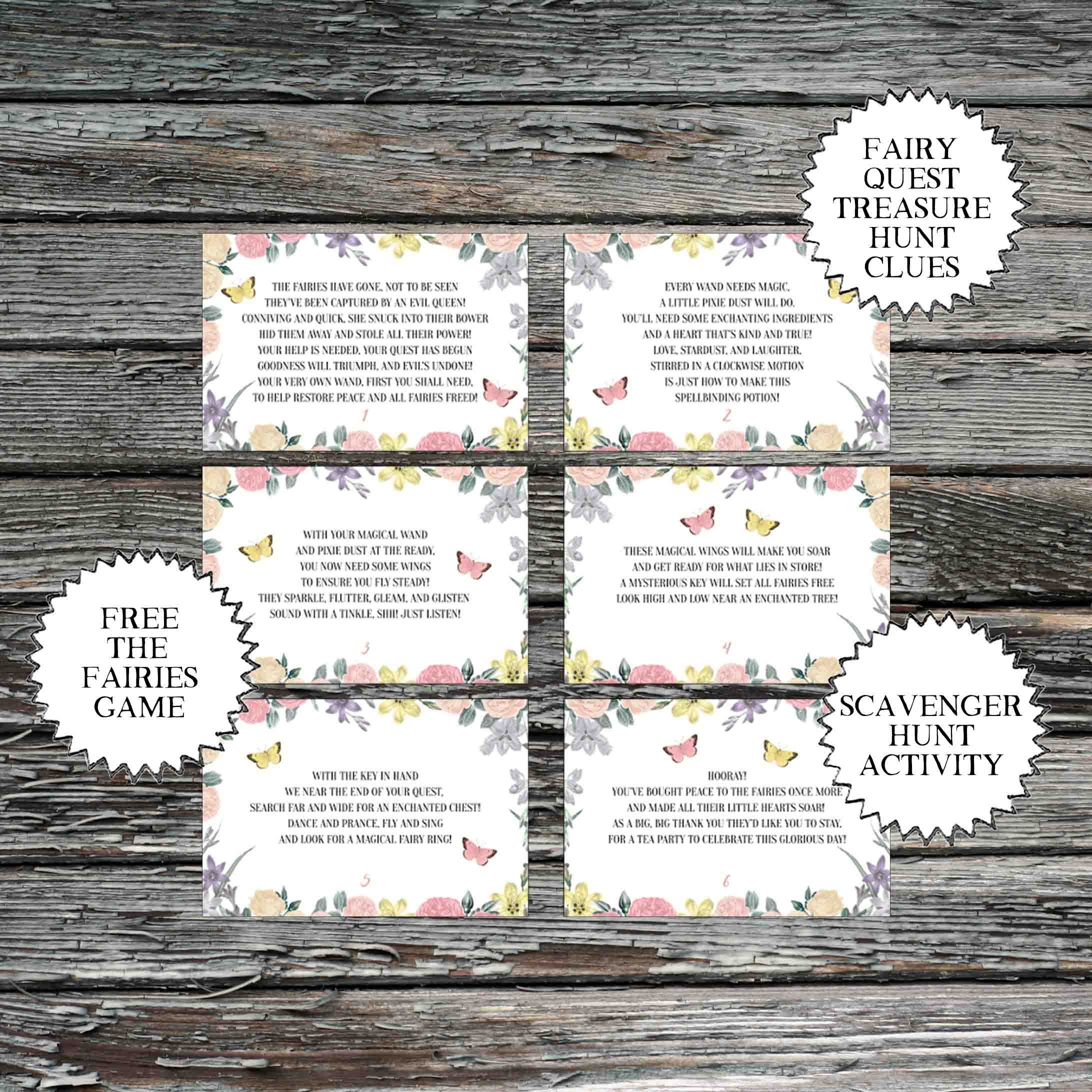 Fairy Quest Scavenger Treasure Hunt. Printable Instant | Etsy