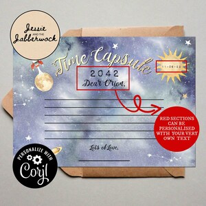 Time Capsule Template | Celestial Space Wish Notecards | Galaxy ...