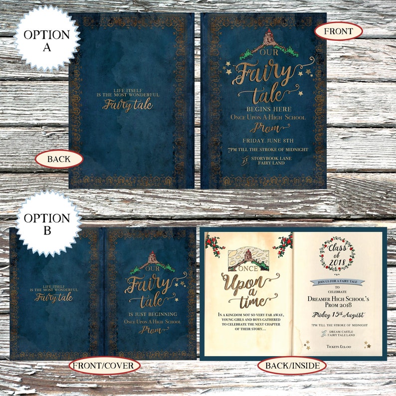 Once Upon a Time Fairy Tale Prom Story Book Invites / - Etsy UK