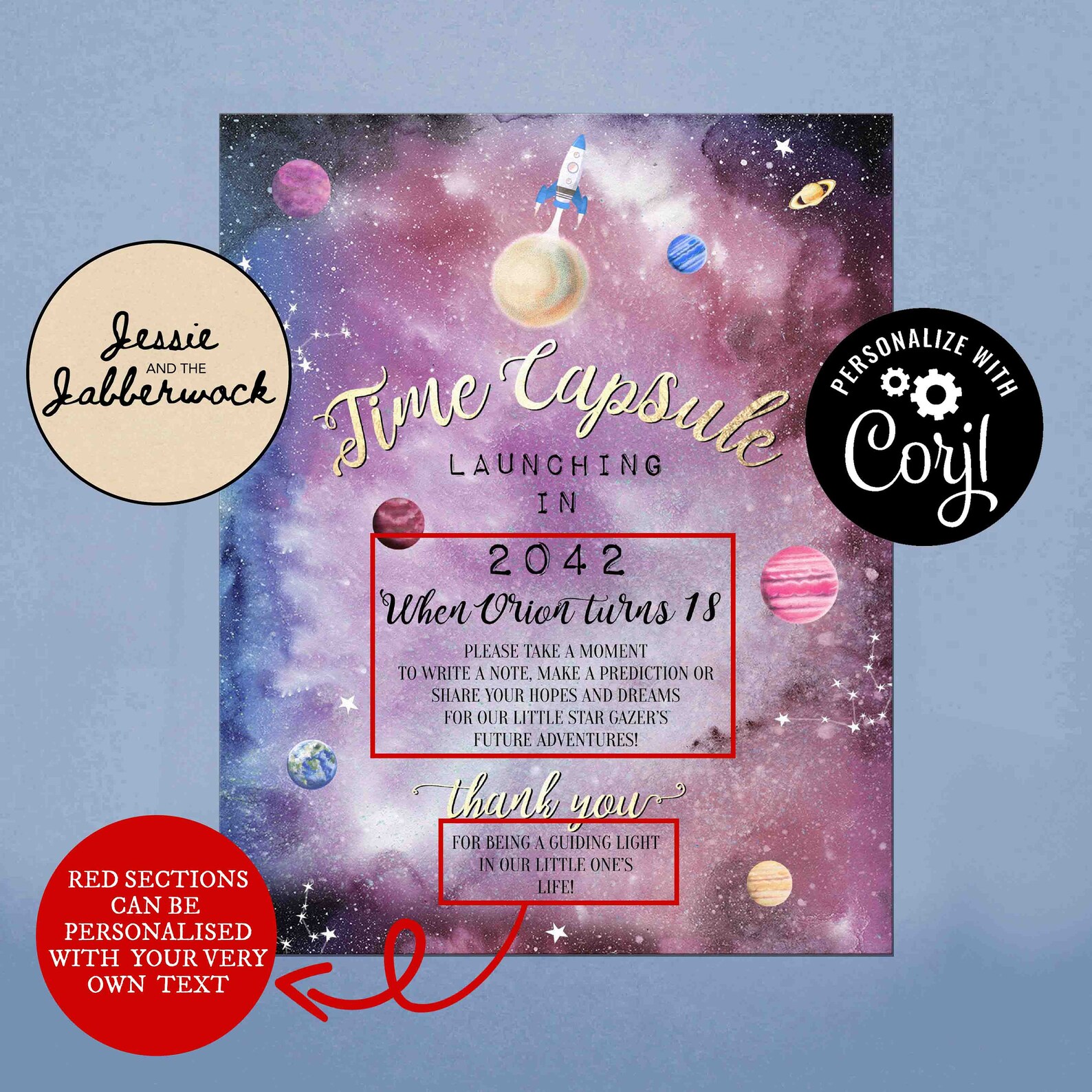 Purple Space Time Capsule Templates | Celestial Wish Notecards | Galaxy ...