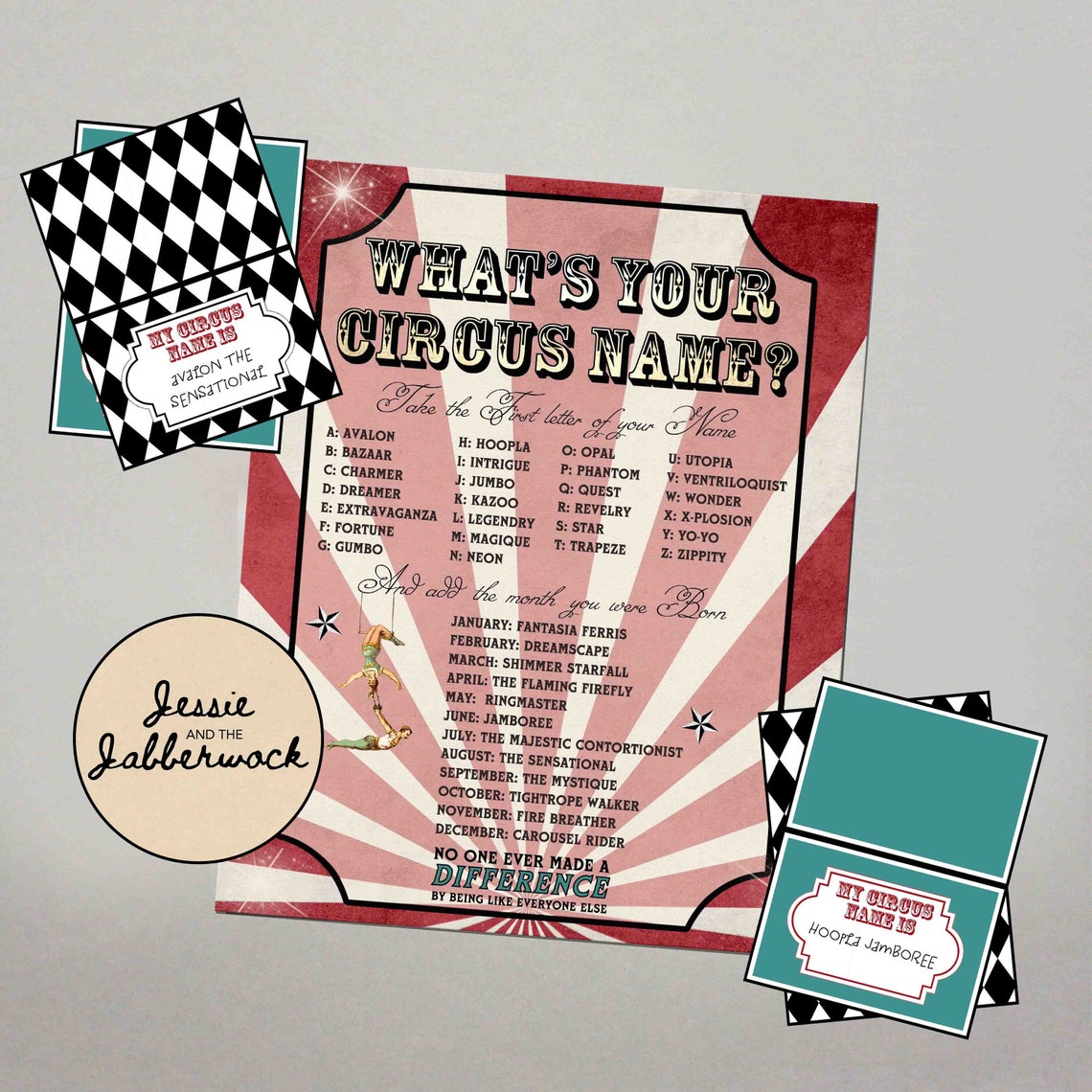 What's Your Circus Name Printable Instant Download Party - Etsy Australia