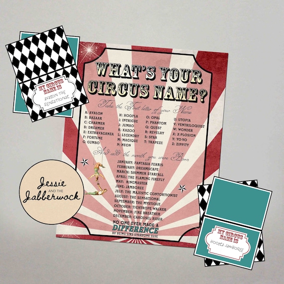 What's Your Circus Name Printable Instant Download Party - Etsy UK