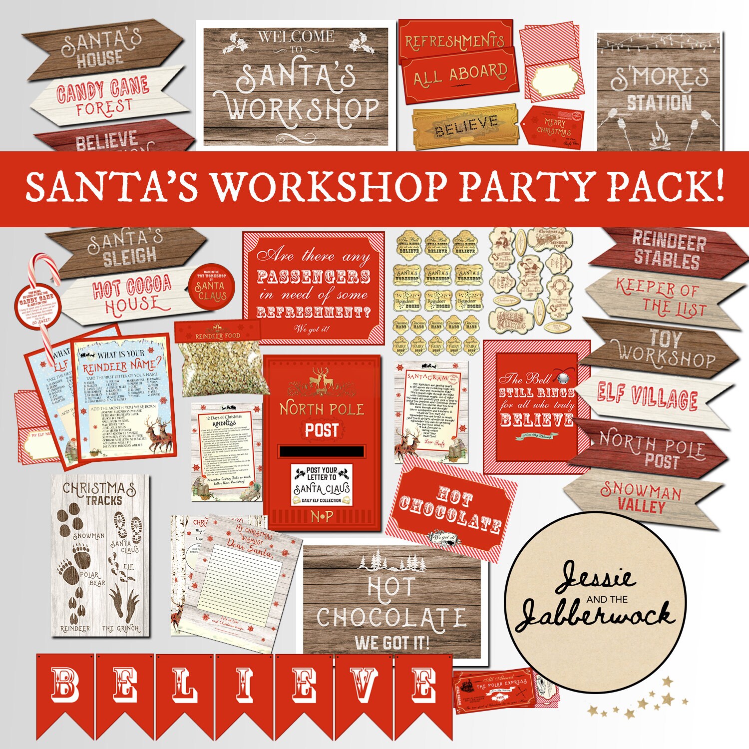 Santa's Workshop Super Party Pack Printables | Winter Christmas Set ...