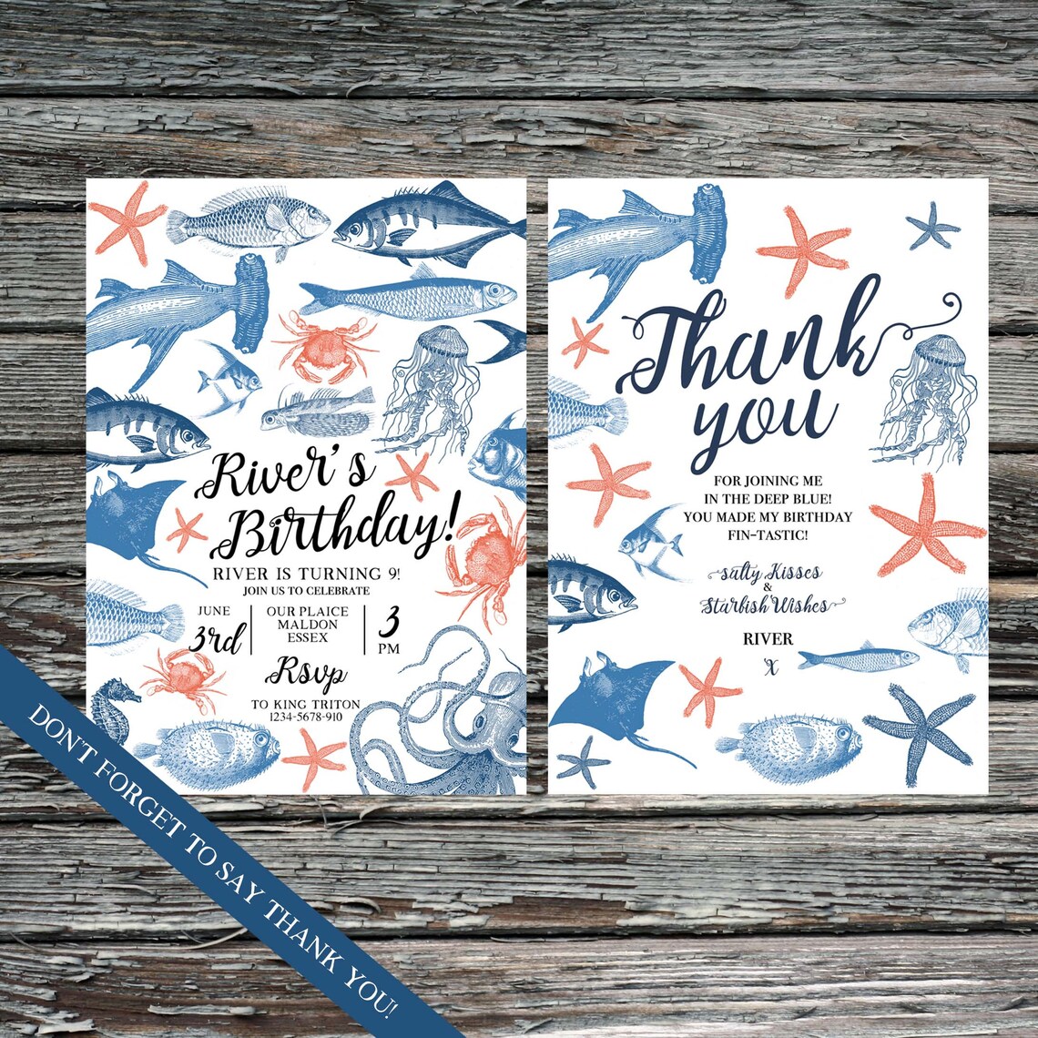 Vintage Under the Sea Invitations Nautical Ocean Beach - Etsy