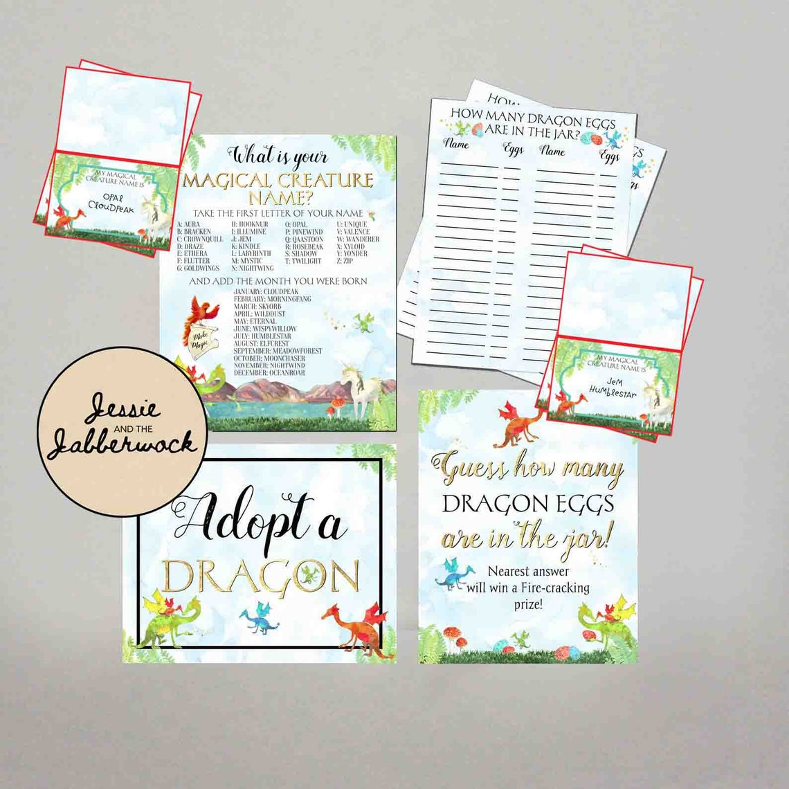 Magical Creature Party Pack Printables Mythical Party Set - Etsy
