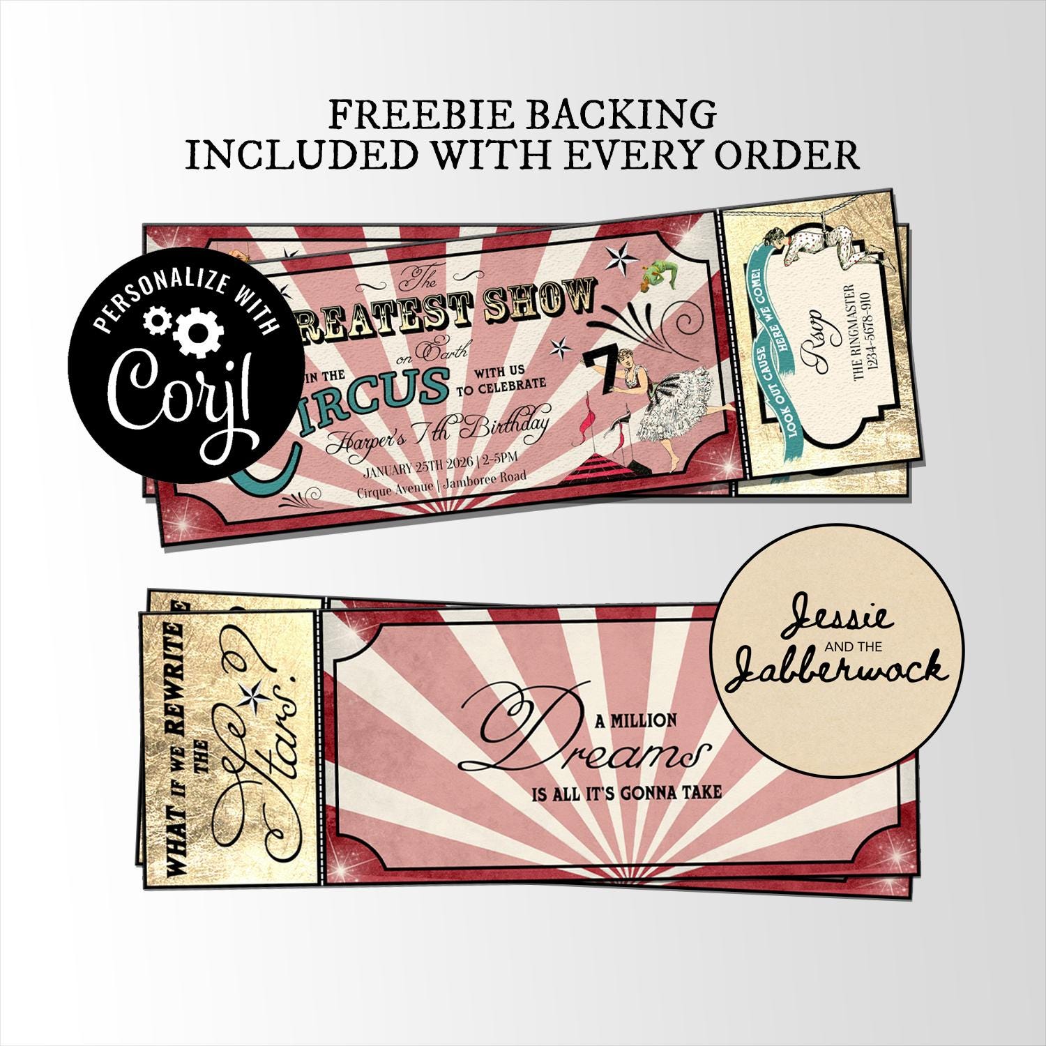 Circus Birthday Invitation Template | the Greatest Show Ticket Invite ...