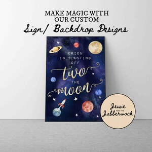 Two the Moon 2nd Birthday Backdrop Design | Personalised Space Party ...