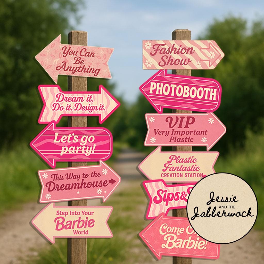 Pink Barbie Inspired Directional Signs Party Pack Printable | Retro ...
