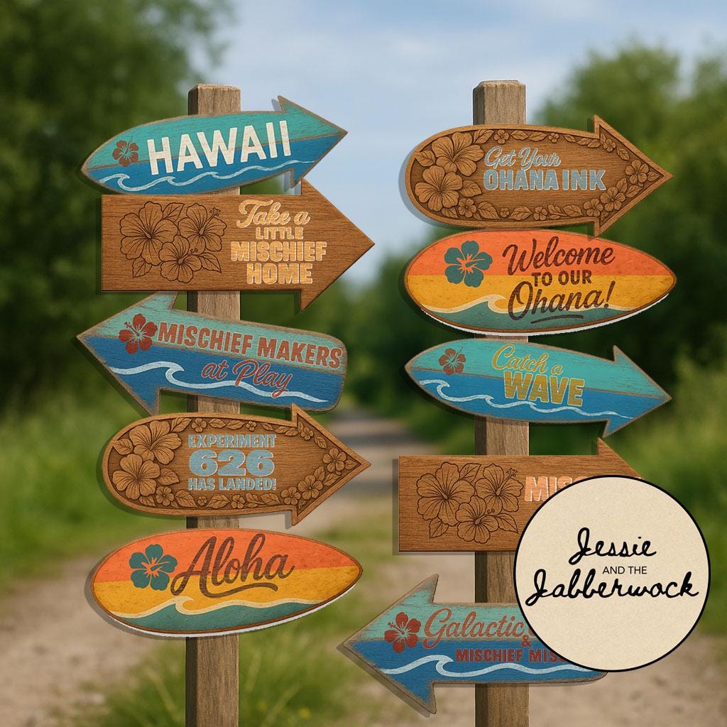 Hawaii Stitch Inspired Directional Signs Party Pack Printable | Blue ...