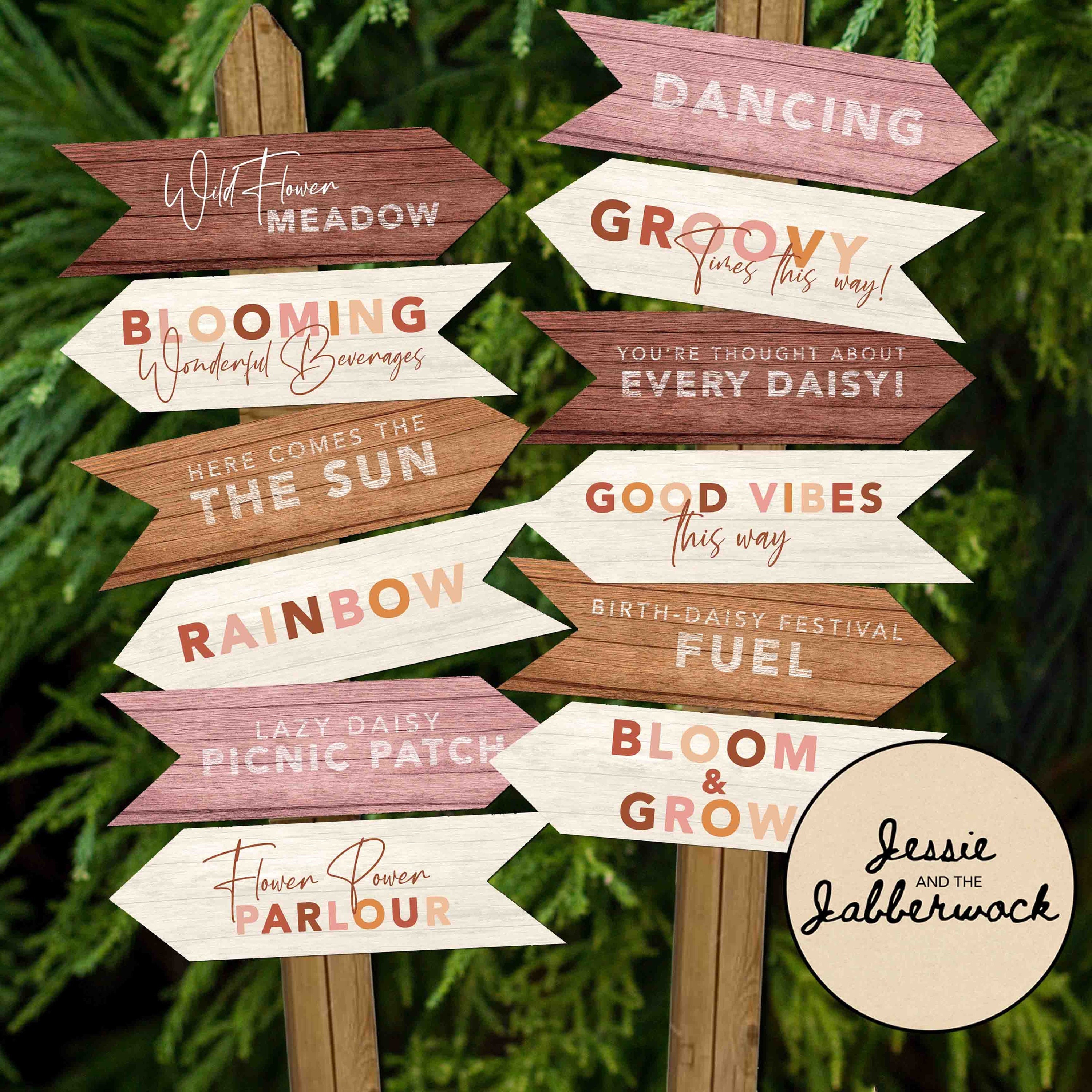 Boho Rainbow Party Directional Signs Party Pack Printable | Etsy UK