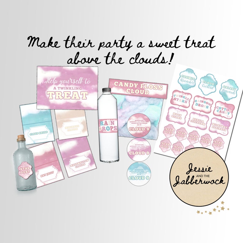 Cloud 9 Party Pack Printables | 9th Birthday Party Set | Celestial ...