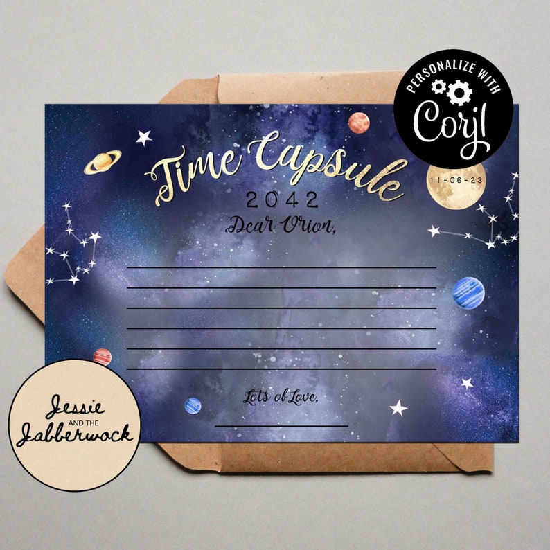 Space Time Capsule Template | Galaxy Birthday Memory Guestbook ...
