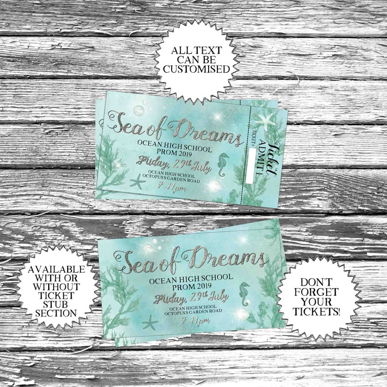 Sea of Dreams Prom Tear off Flyer Invites Under the Sea Event - Etsy