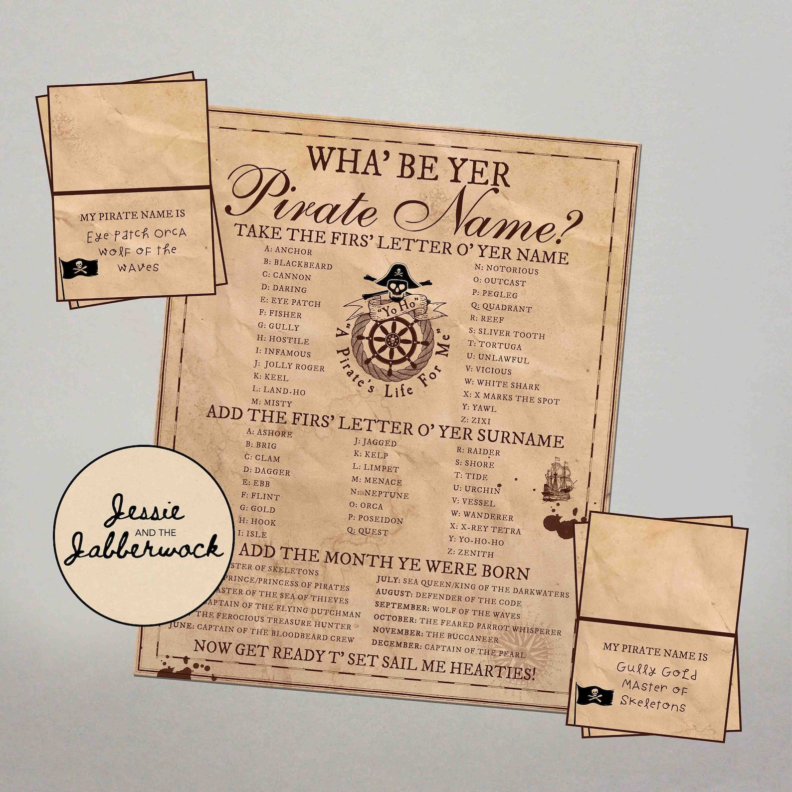 What's Your Pirate Name? Printable, Instant Download Party Game ...