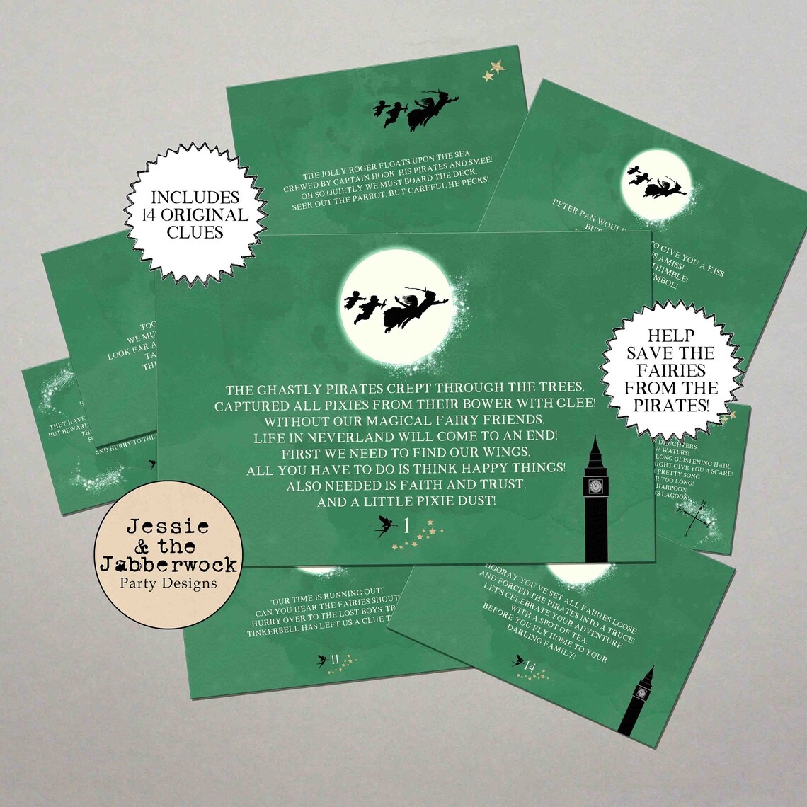 Neverland Treasure Hunt Clues | Peter Pan Party | Scavenger Hunt Quest ...