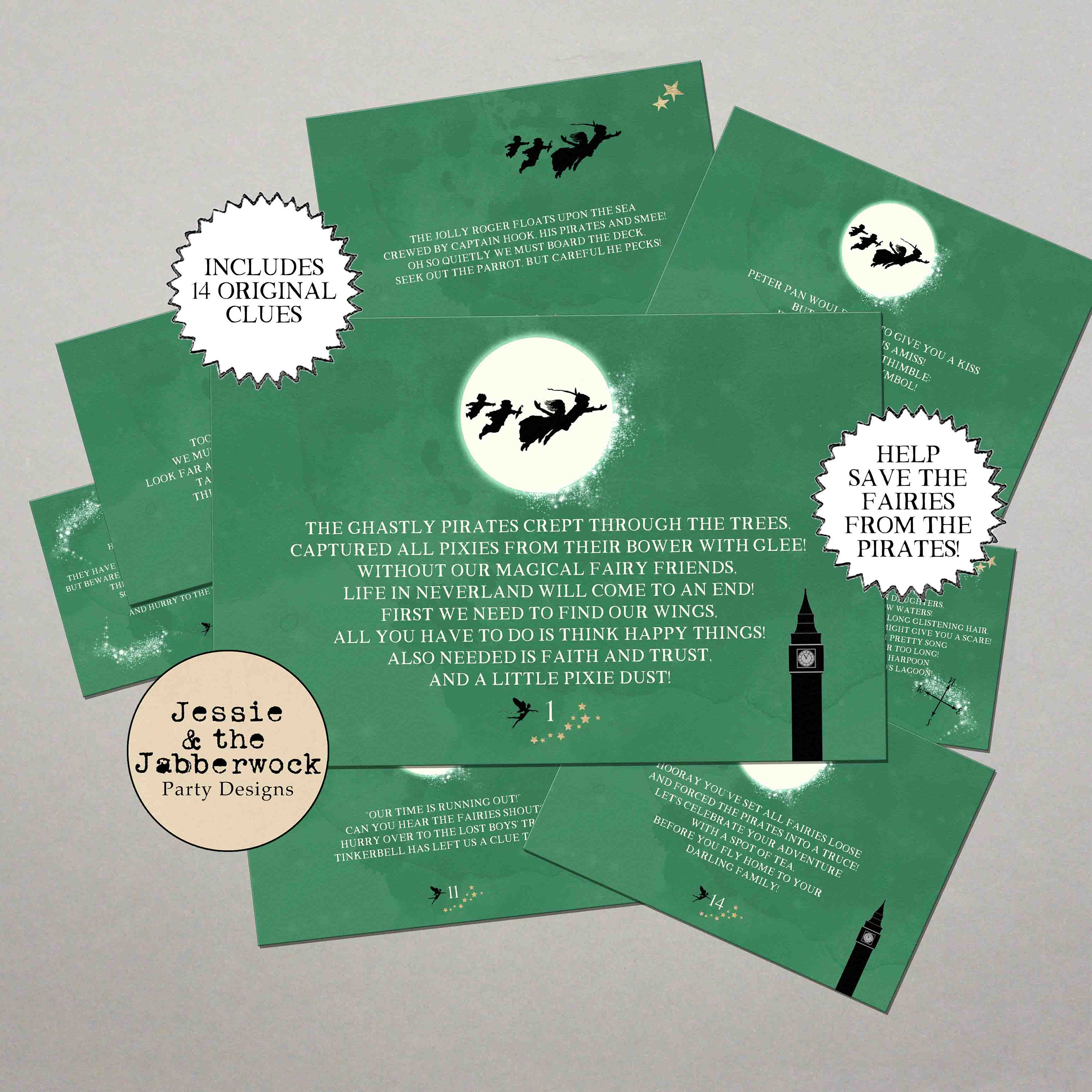 Neverland Treasure Hunt Clues | Peter Pan Party | Scavenger Hunt Quest ...