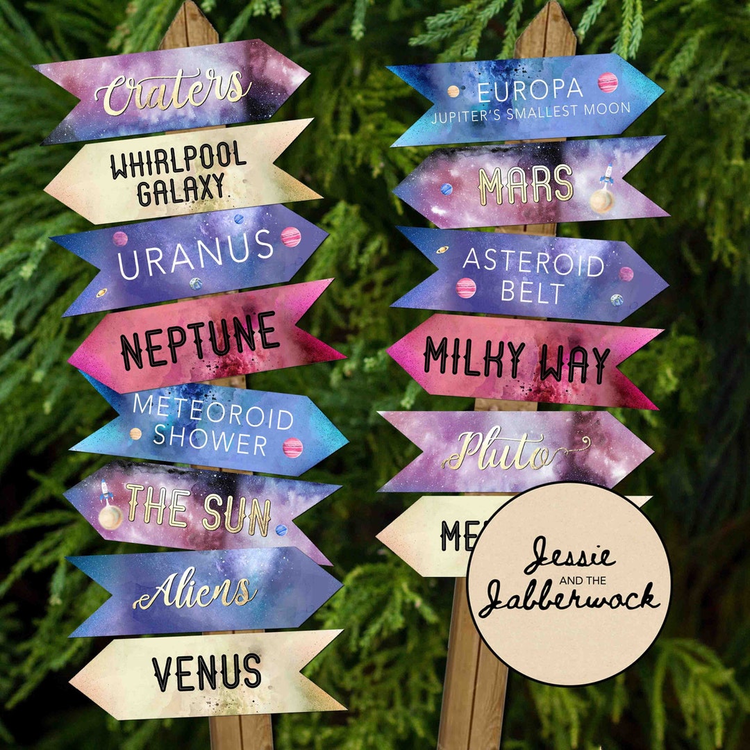 Space Party Bundle Printables | Galaxy Decorations Directional Signs ...